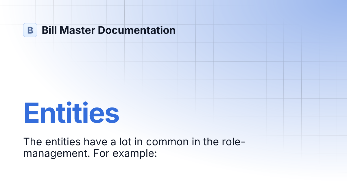Entities | Bill Master Documentation